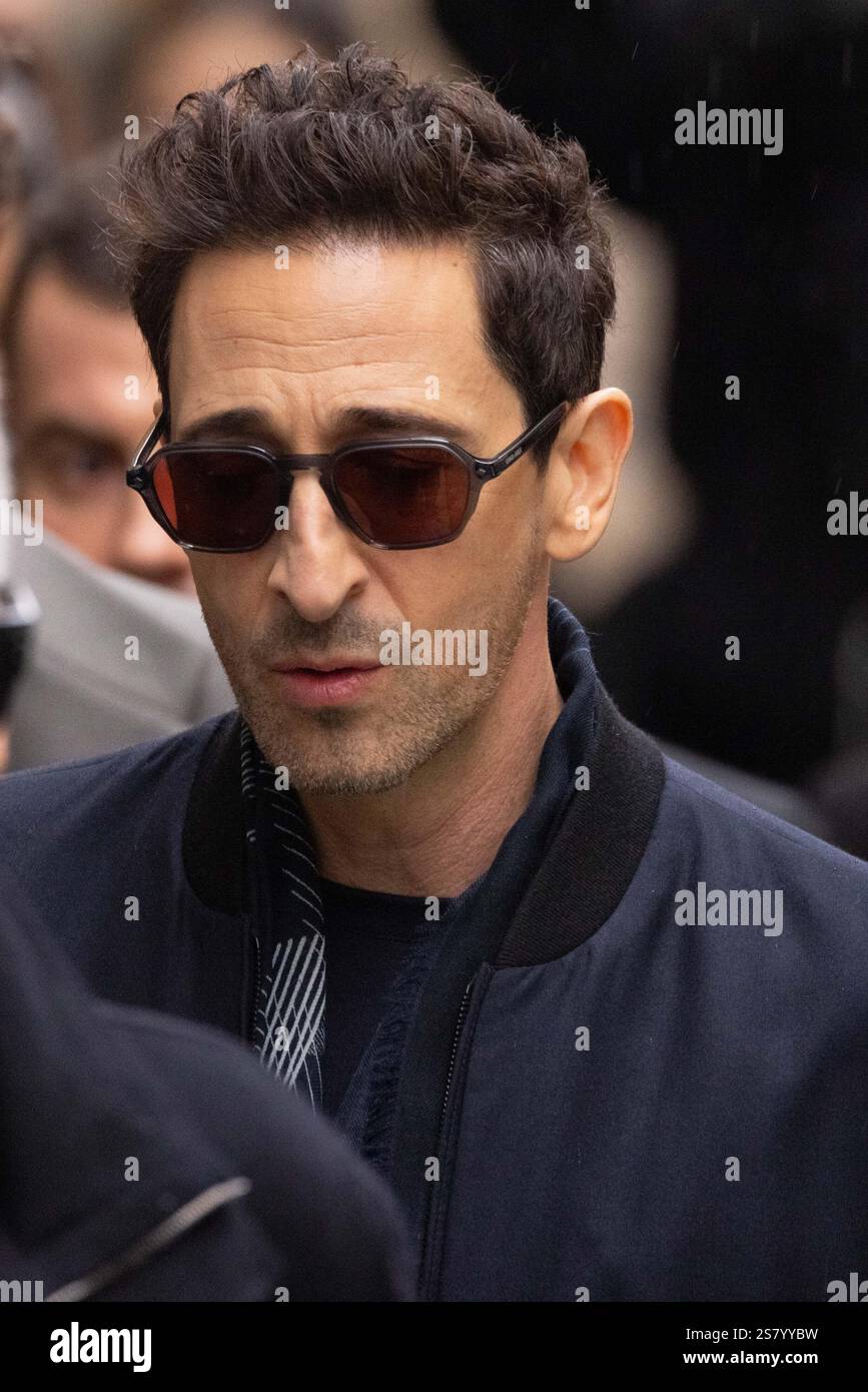 Milan, Italy. 20th Jan, 2025. Adrien Brody leaves the Giorgio Armani ...