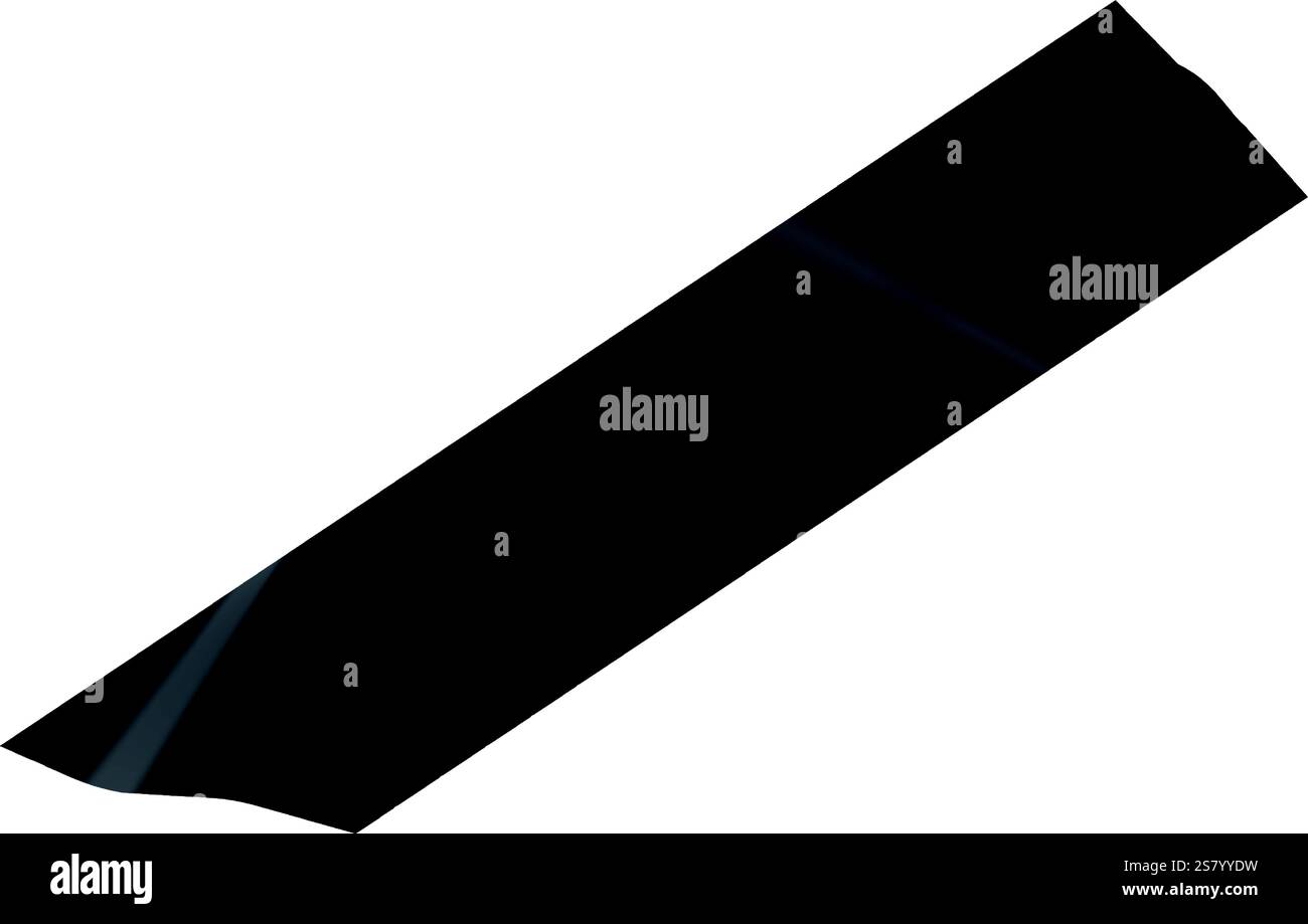 Black adhesive tape creating a diagonal line across a white background ...