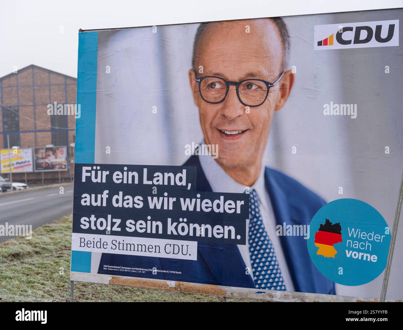 Wahlplakat der CDU zur Bundestagswahl am 23.02.2025 mit einem Porträt ...