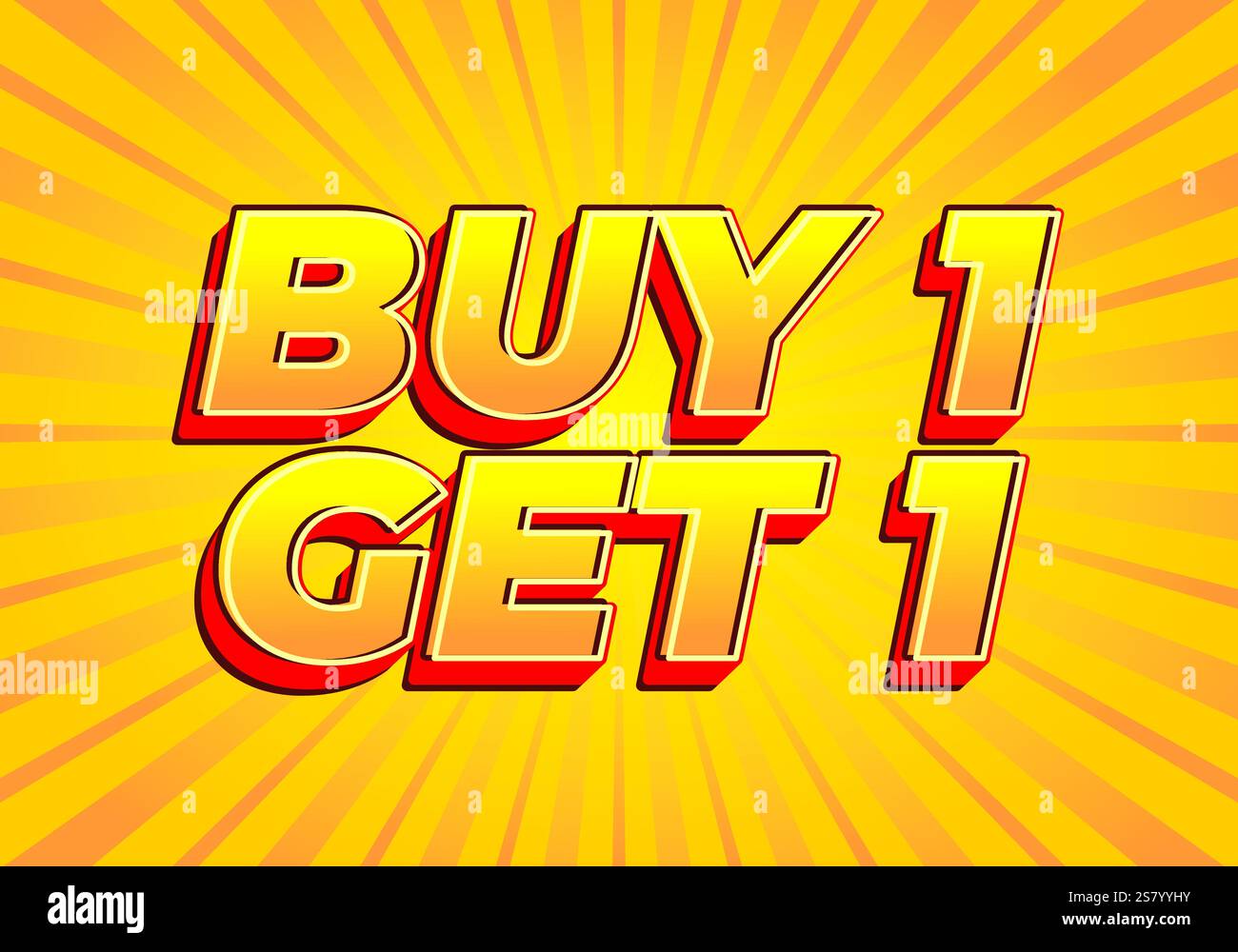 Buy 1 get 1. Text effect design in bold font for print or digital ...