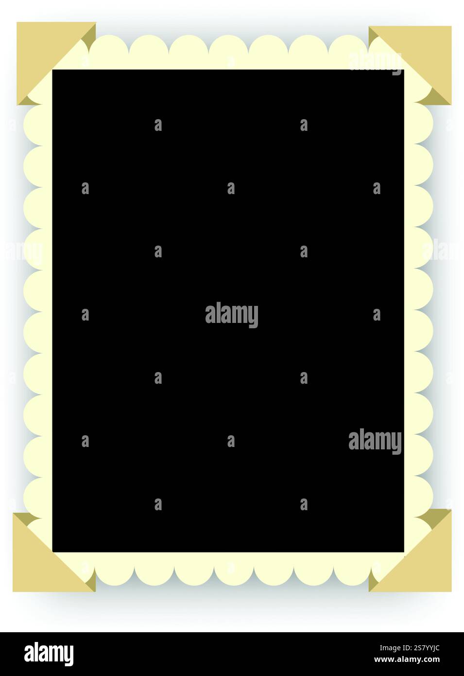 Vintage photo frame with scalloped edges and adhesive corners is ...