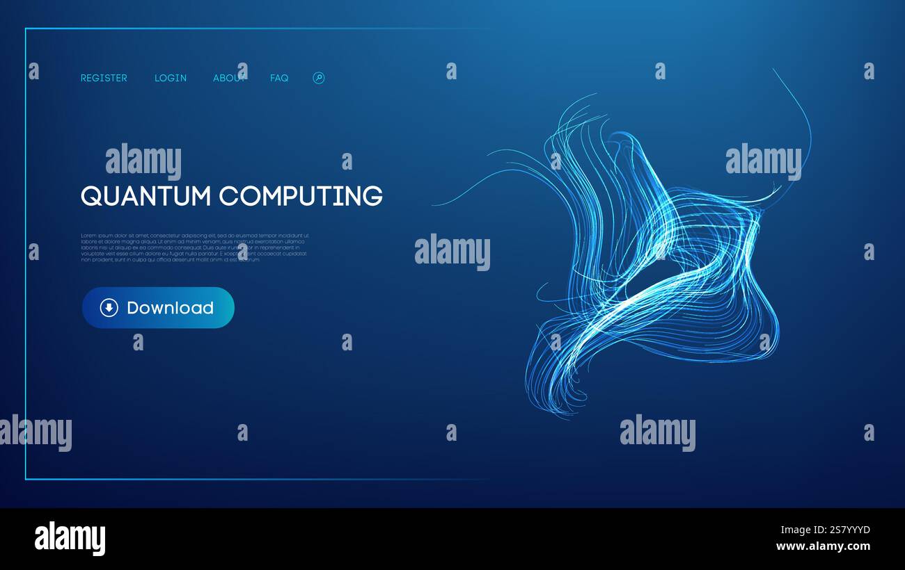 Quantum computing abstract background with digital blue lines Stock ...