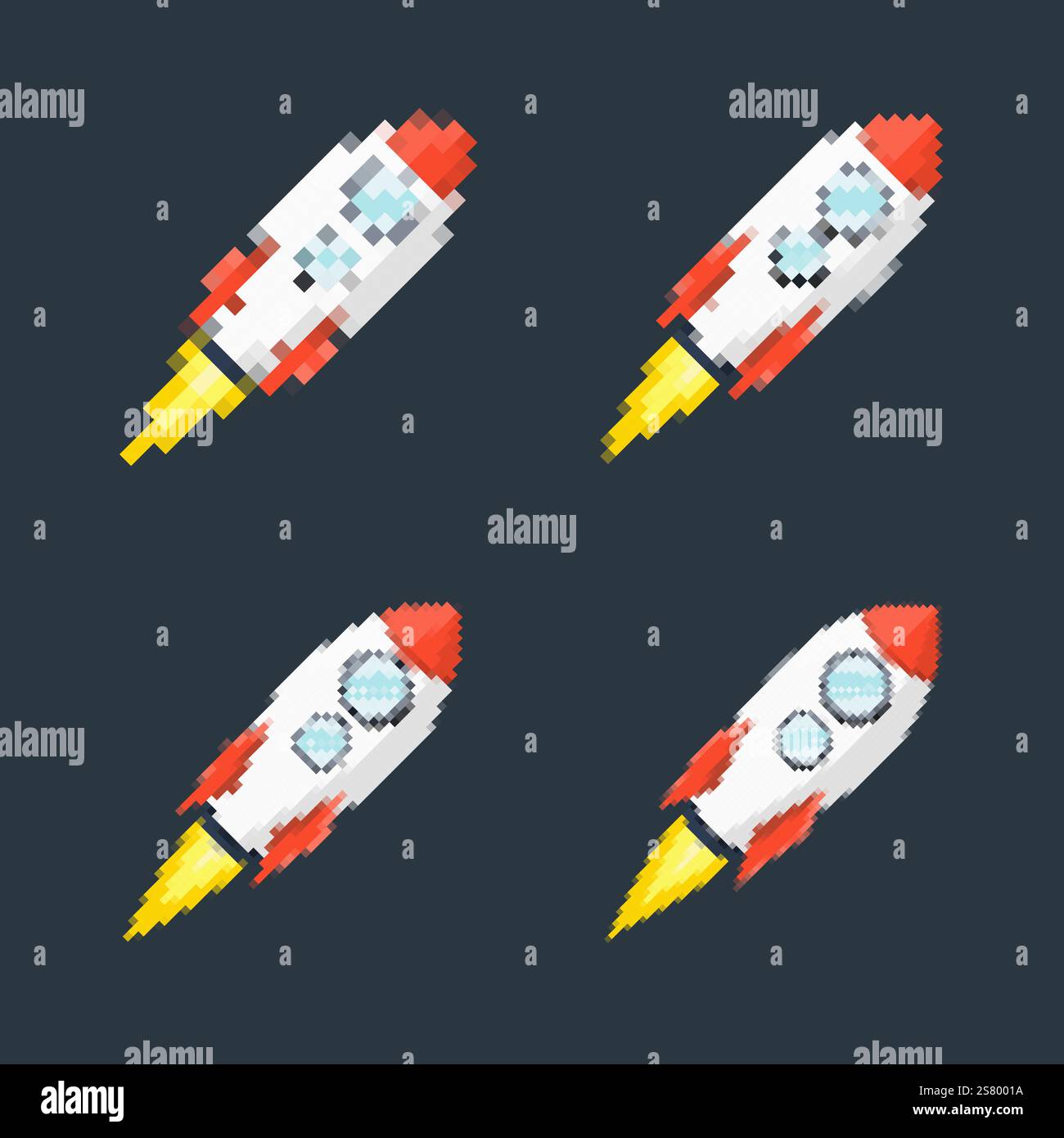 Pixel art rocket with fiery trails, retro games, space-themed designs ...