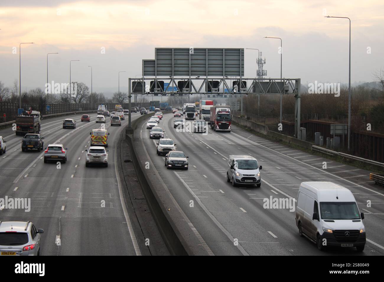 A View of M25 London Orbital Motorway Gantry Between Junction 17 & 18 ...