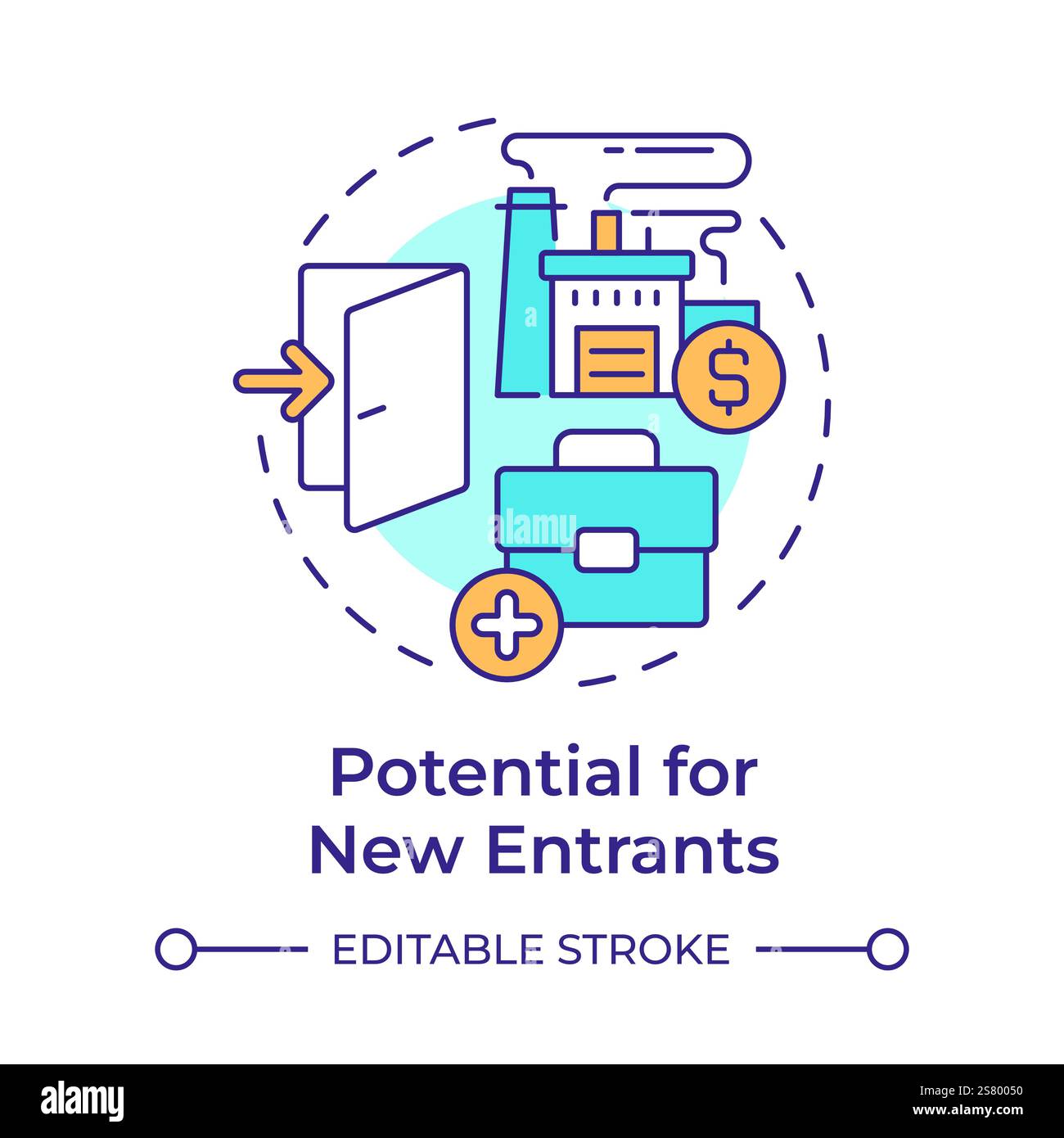 Potential for new entrants multi color concept icon Stock Vector Image ...