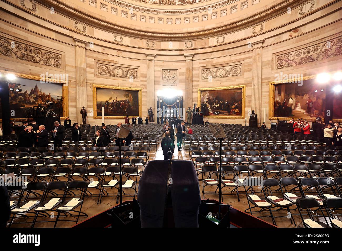 WASHINGTON, DC - JANUARY 20: Staff prepare for the inauguration of U.S ...