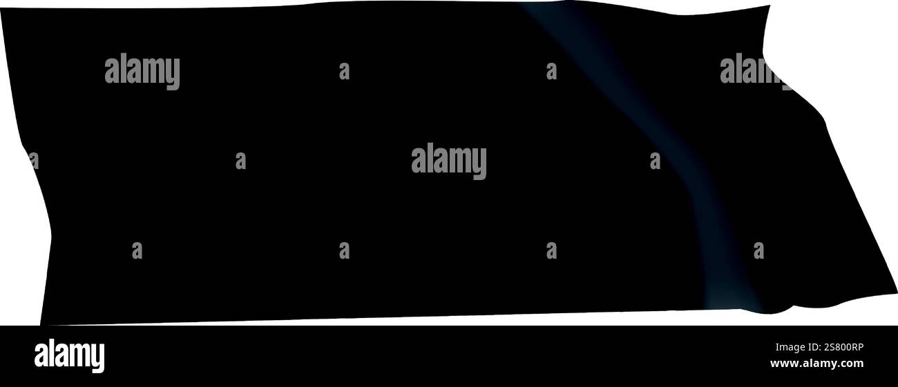 Realistic black flag waving gracefully in the wind, creating an elegant ...