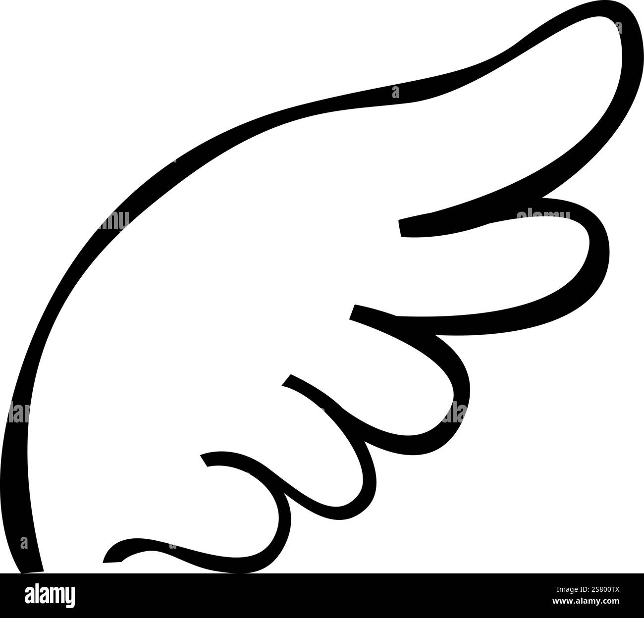 Minimalist vector illustration representing a single stylized wing ...