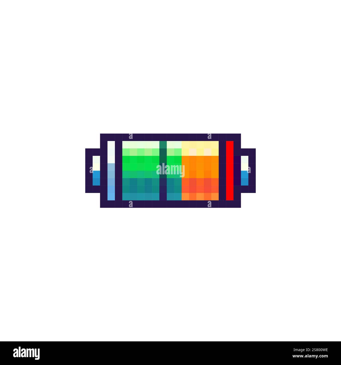 Vector charge indicator icon in pixel 8 bit style. Battery vector ...