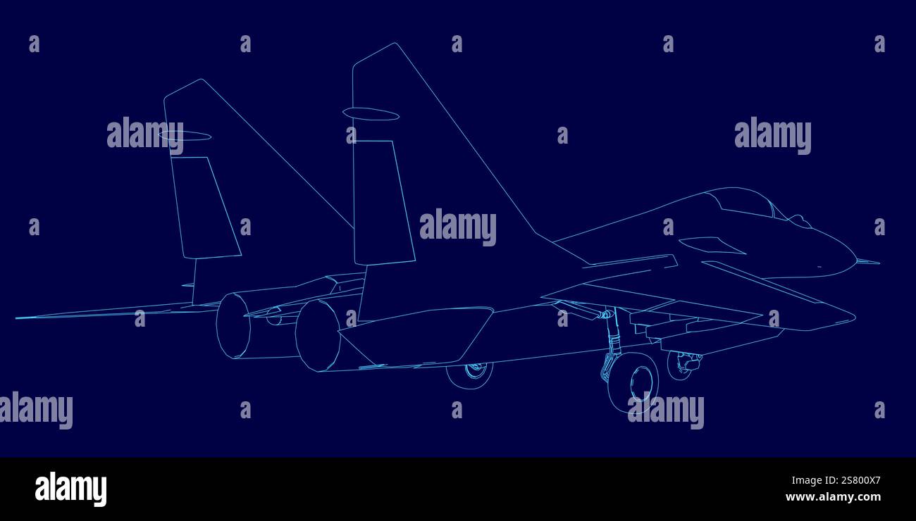 Blue airplane is flying in the sky. The image is a stylized drawing of ...