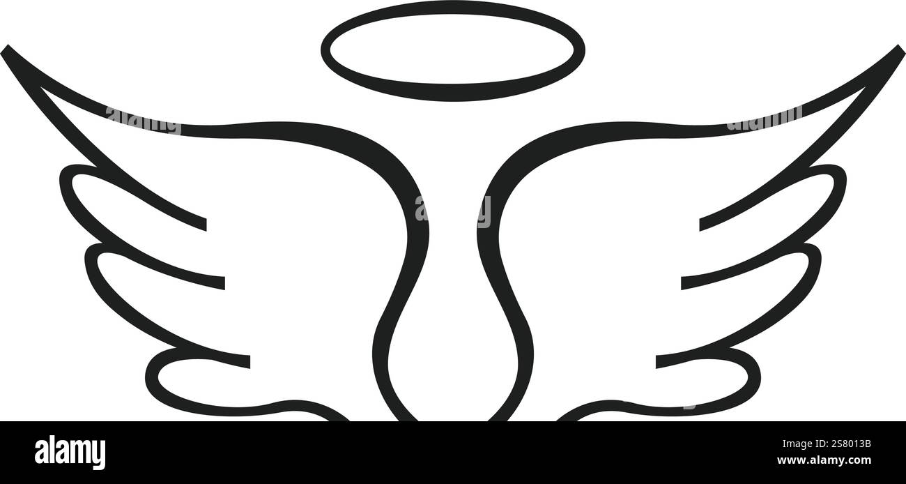 Simple angel wings with halo representing divine protection, innocence ...