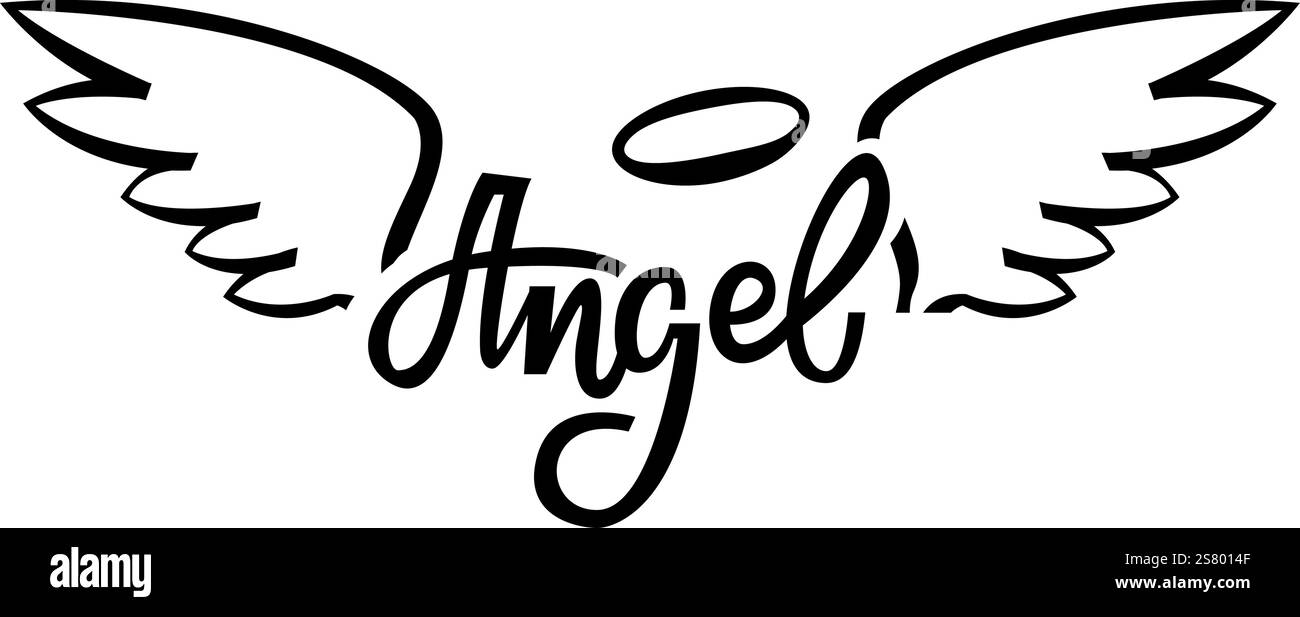Soaring angel wings and a radiant halo combine with elegant lettering ...
