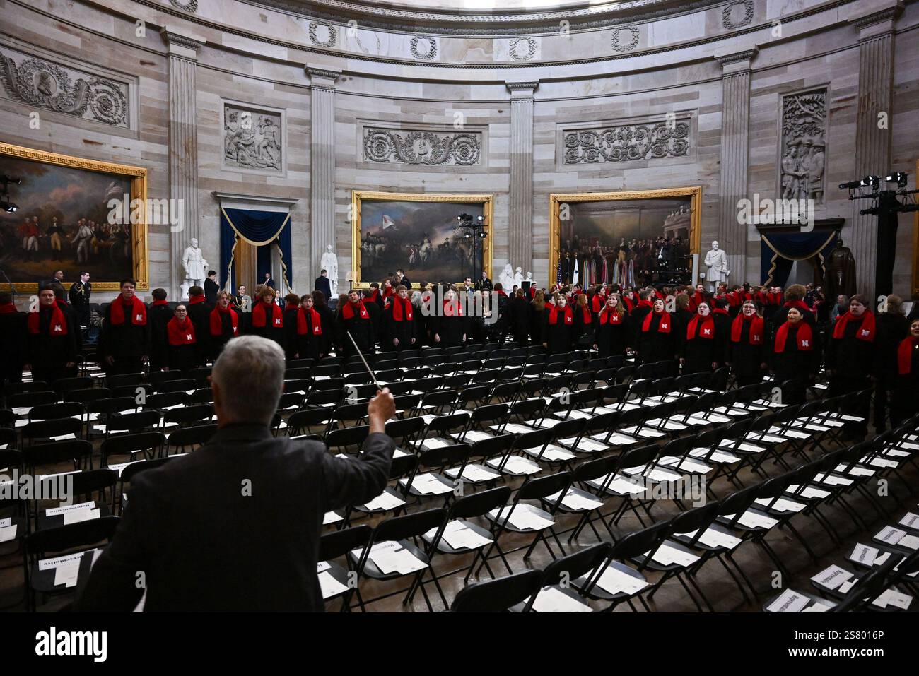 Washington, DC, USA. 20th Jan, 2025. A choir rehearses ahead of the ...