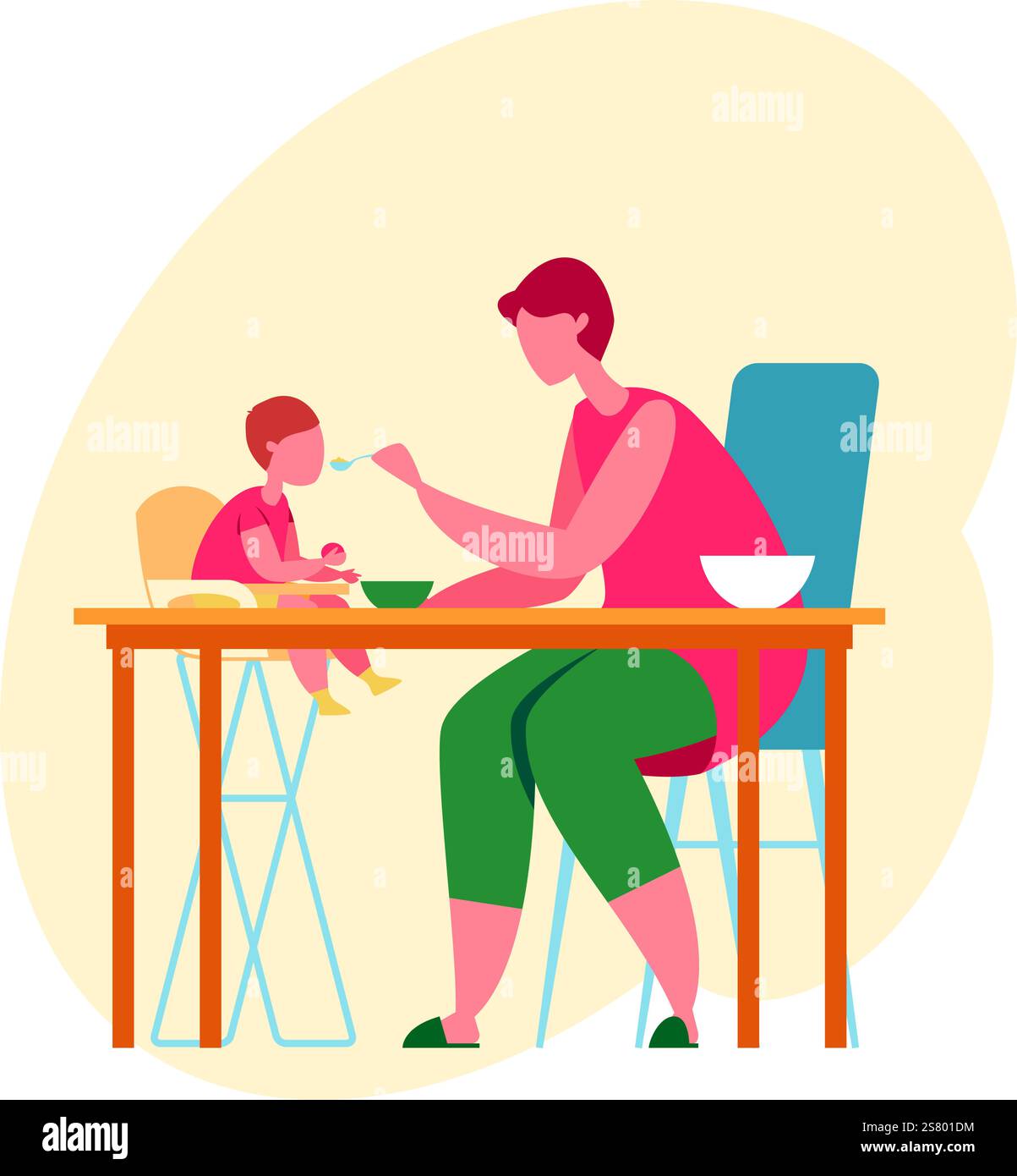 Child high chair table kitchen Stock Vector Images - Alamy