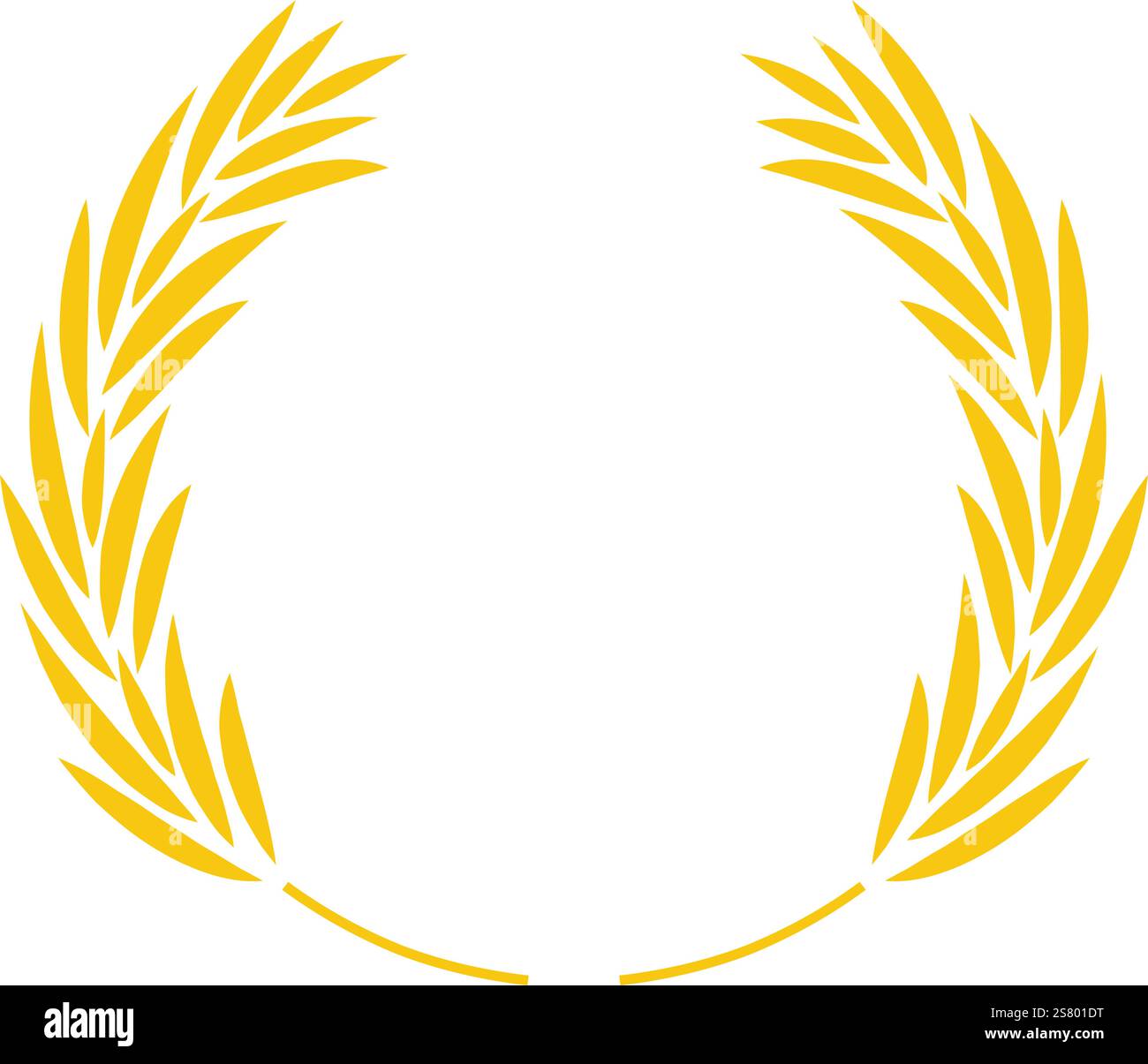 Circular golden laurel wreath, a symbol of victory, achievement, and honor, perfect for awards ...