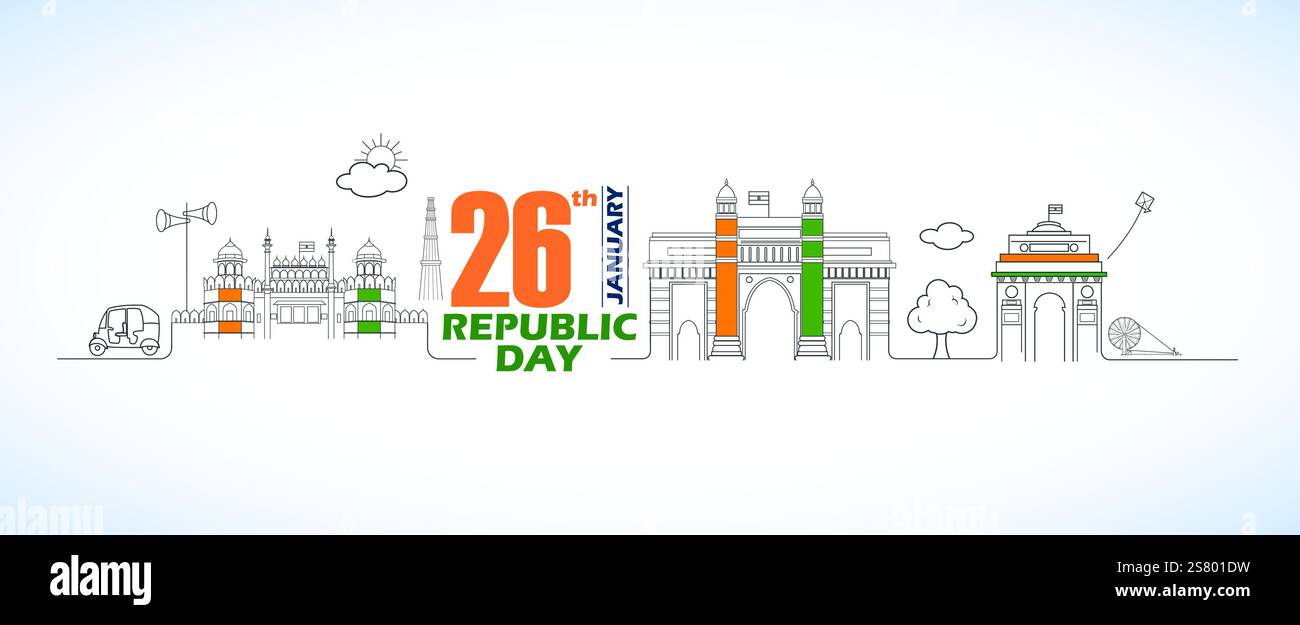 26th January Happy Republic Day of India Stock Vector Image & Art - Alamy