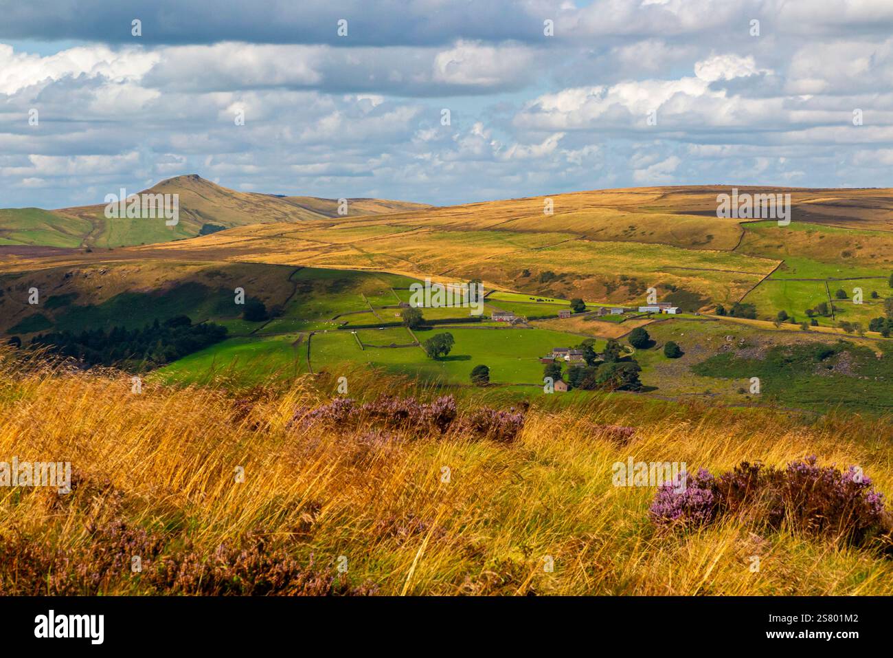 View in summer looking over the Dane Valley towards Shutlingsloe in the ...