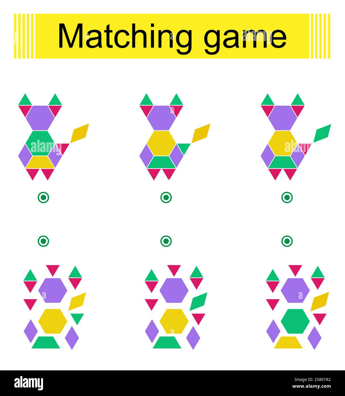 Matching game for kids. Find the correct color of cartoon animal and ...