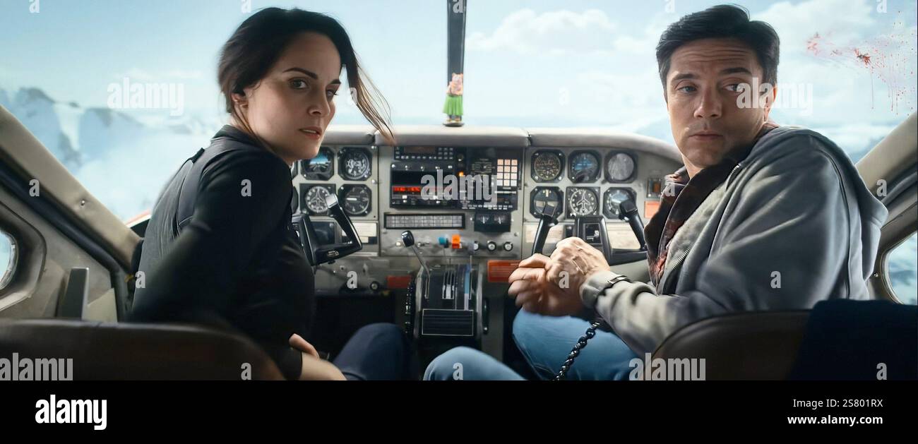 FLIGHT RISK, from left: Michelle Dockery, Topher Grace, 2025 ...