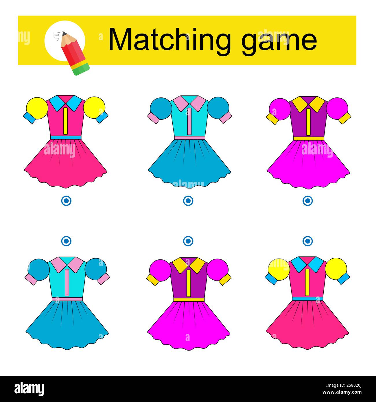 Matching game. Attention task for kids. Vector illustration of cartoon ...