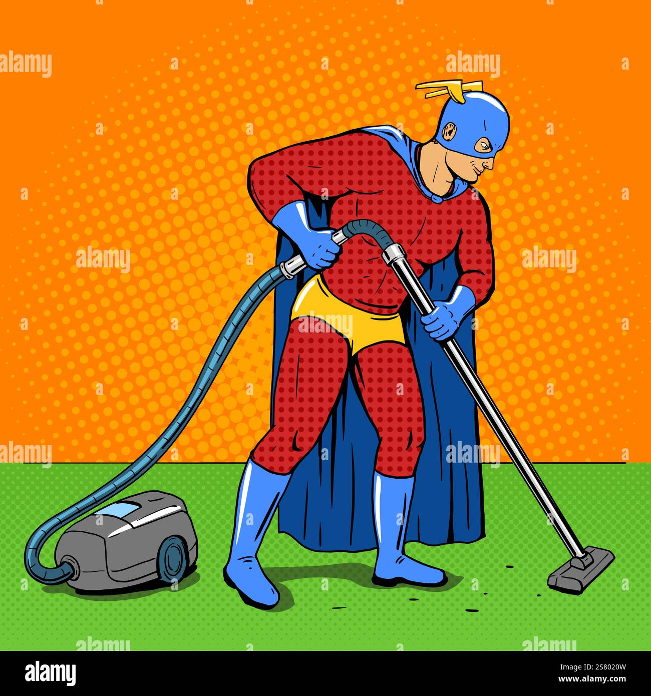 Superhero with vacuum cleaner pop art vector Stock Vector Image & Art ...