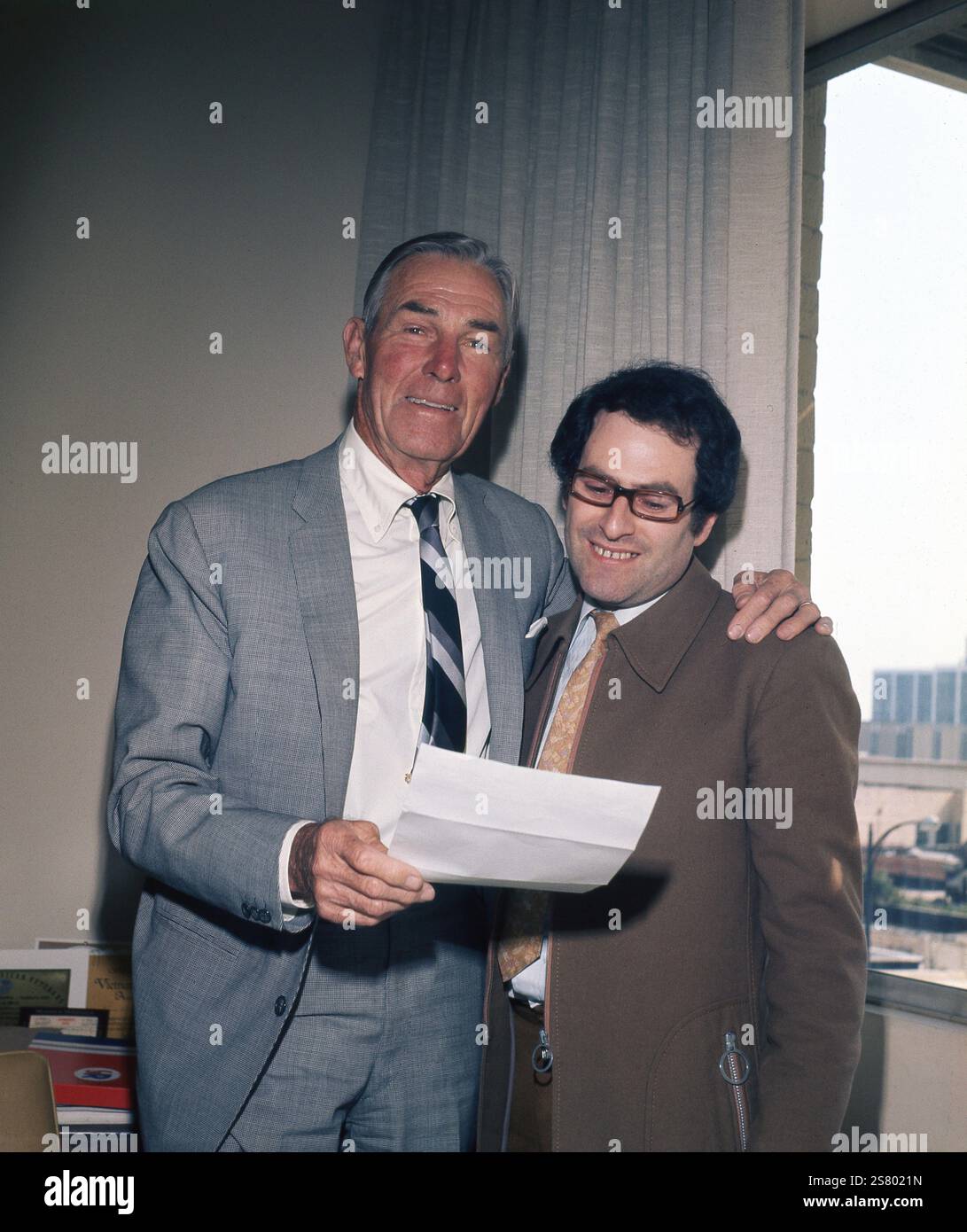 RANDOLPH SCOTT in his office in 1972 with Author / Biographer / Showbiz ...