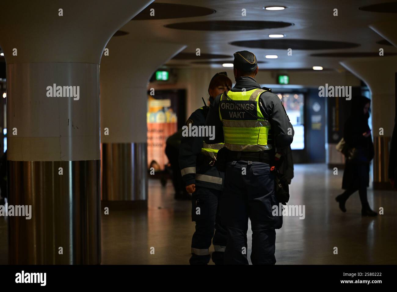 Stockholm, Uppland, Sweden. January 2 2025. Security guards in the ...