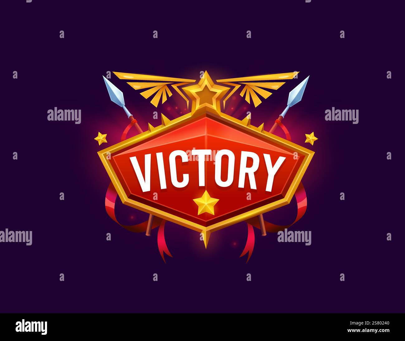 Game victory icon badge, award trophy, gui interface banner, rewards ...