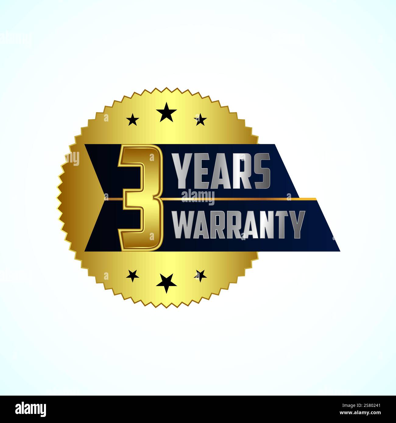 Advertising 3 years warranty silver and gold color emblem for label ...