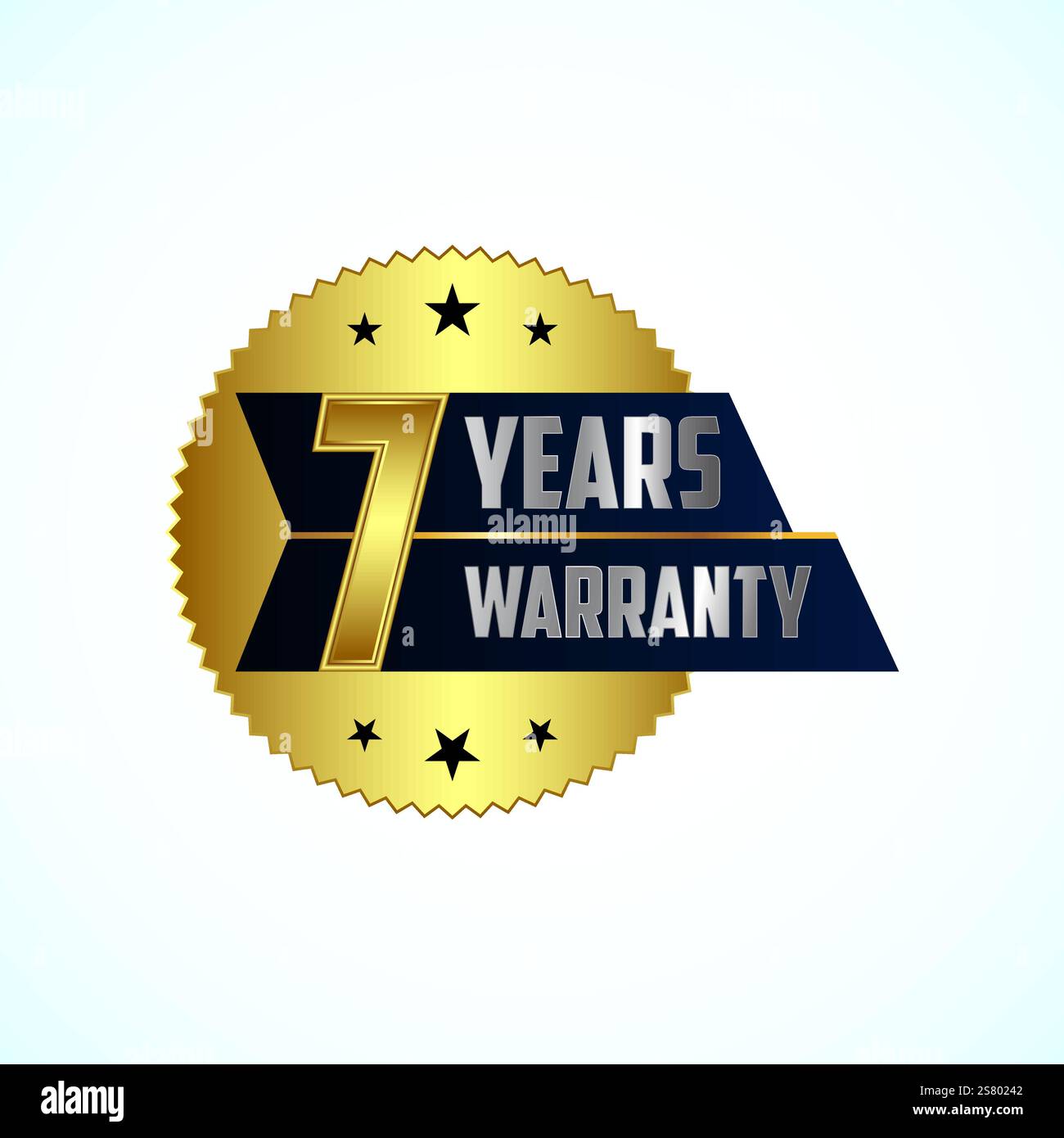Advertising 7 years warranty silver and gold color emblem for label ...