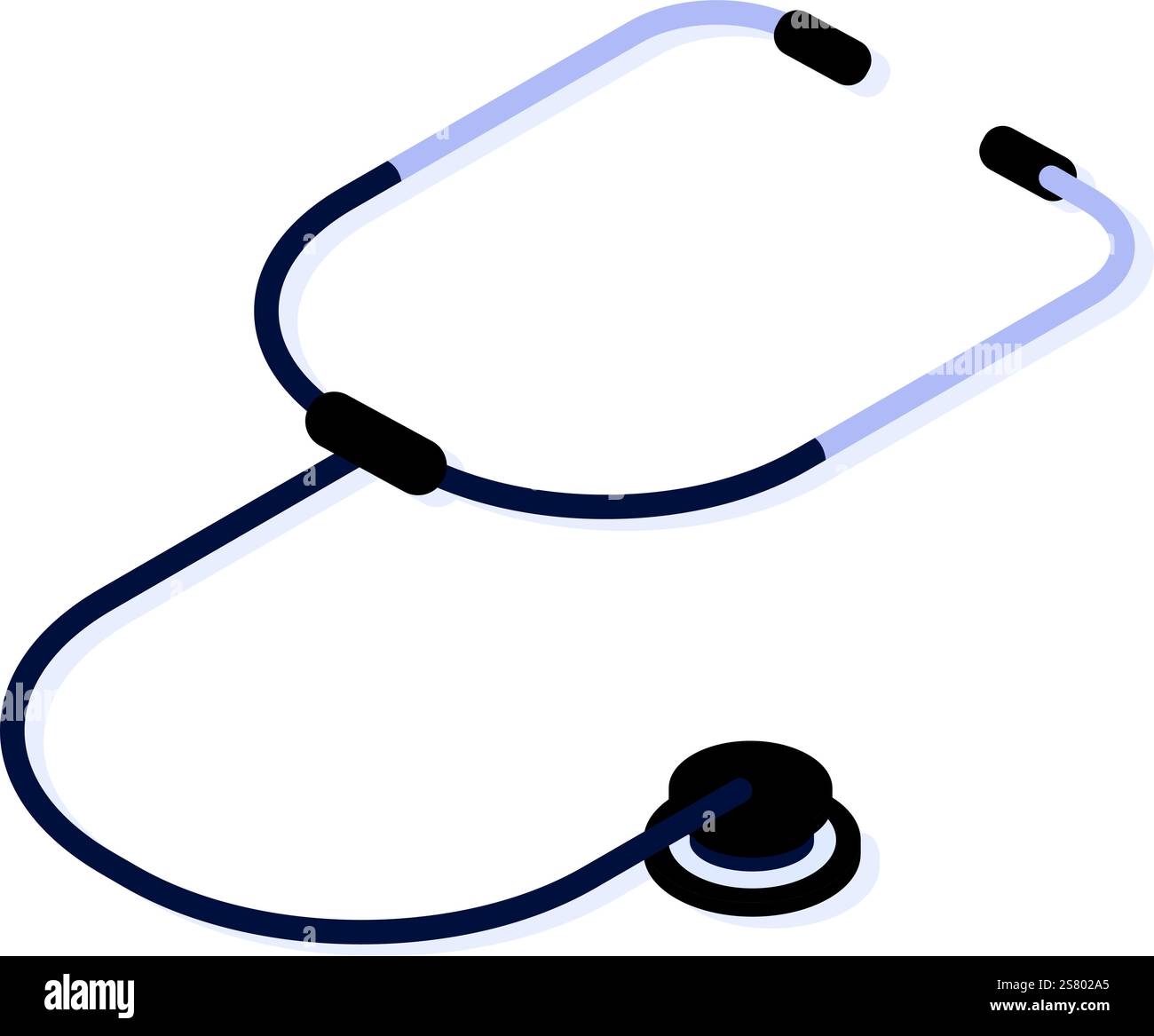 Medical instrument stethoscope laying on a white surface, useful for ...
