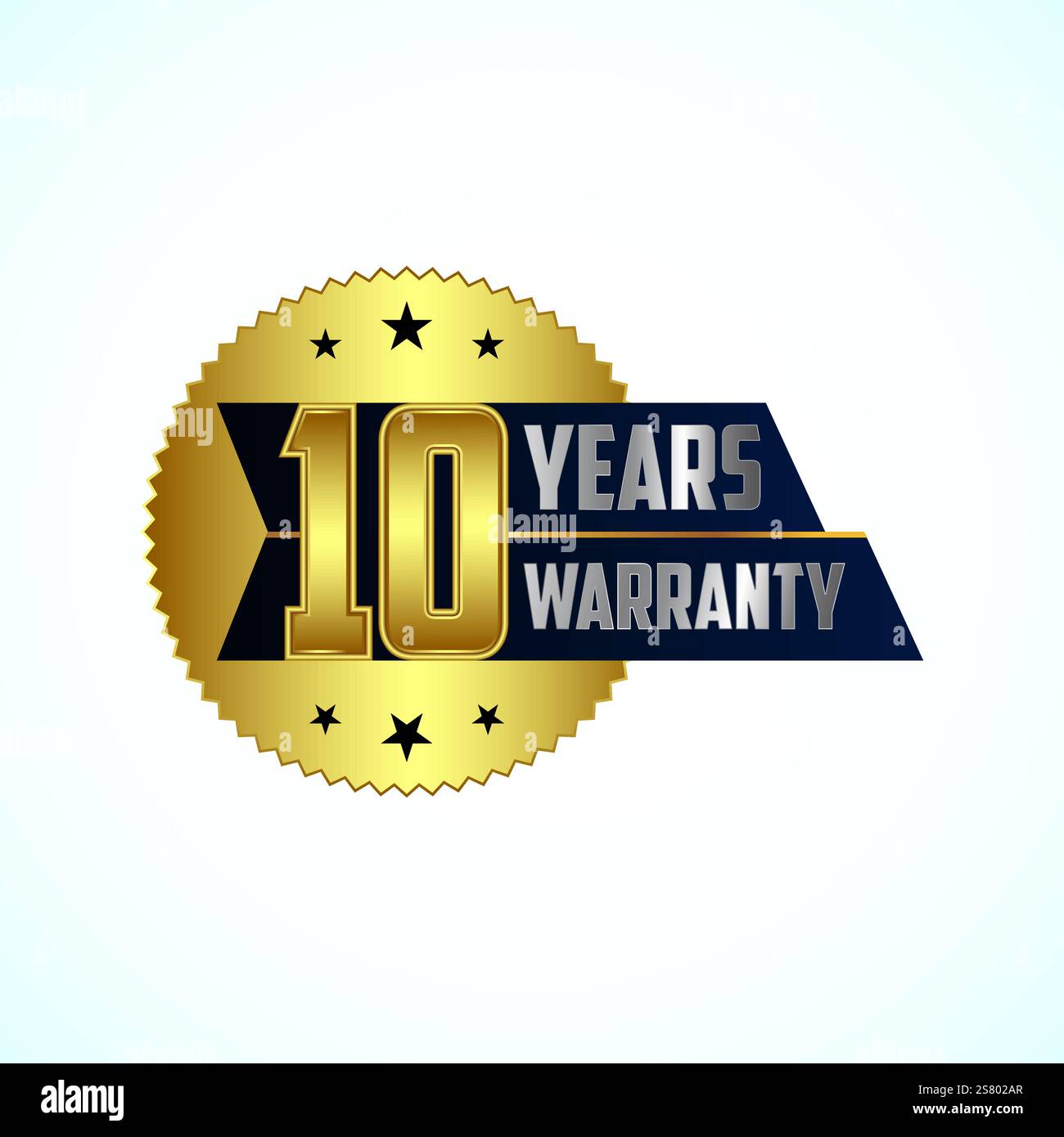 Advertising 10 years warranty silver and gold color emblem for label ...