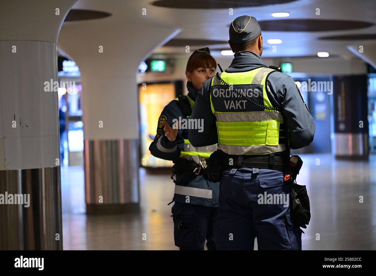 Stockholm, Uppland, Sweden. January 2 2025. Security guards in the ...
