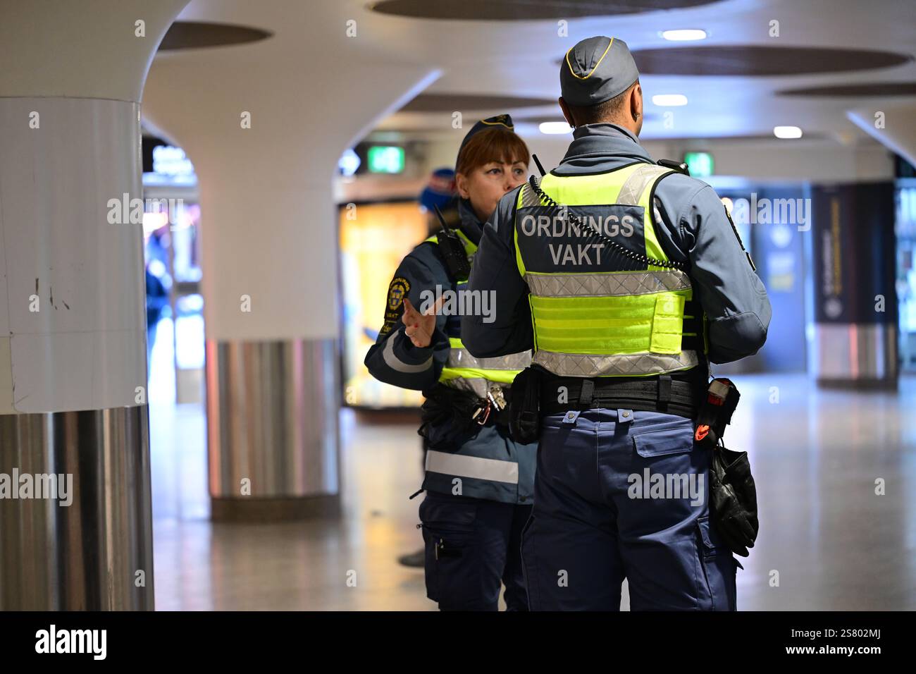 Stockholm, Uppland, Sweden. January 2 2025. Security guards in the ...