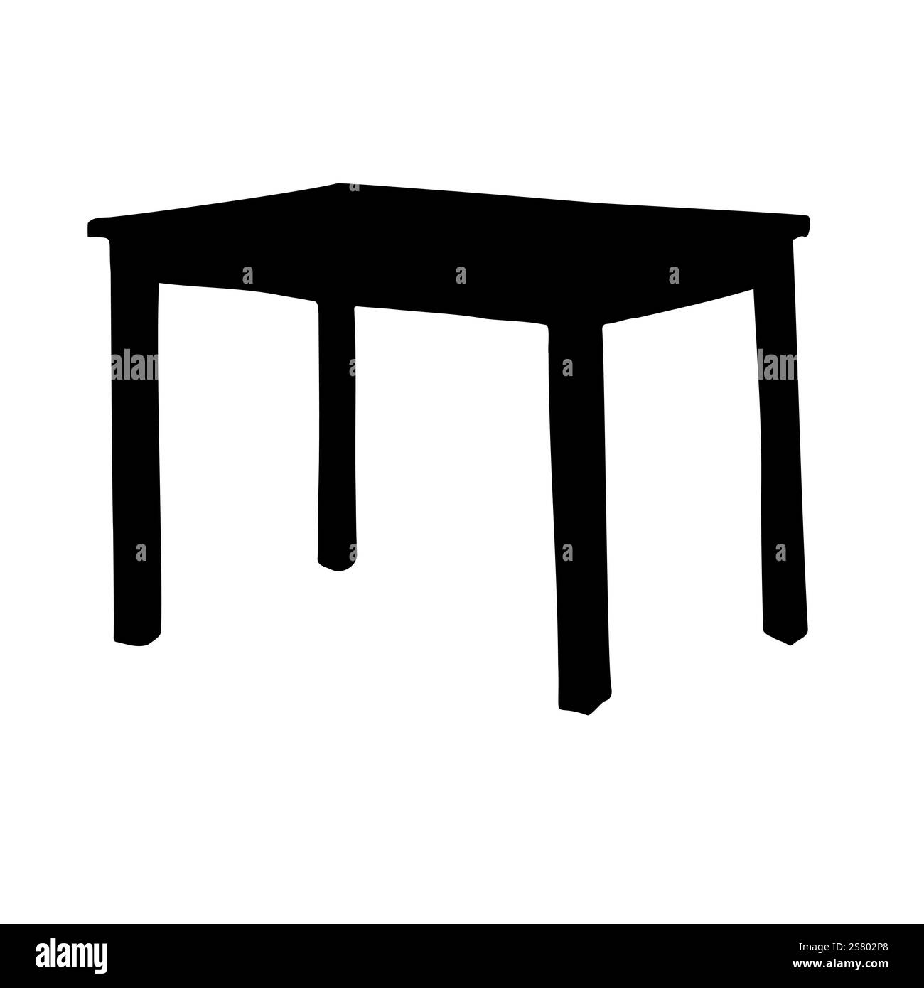Vector hand drawn table silhouette isolated on white background Stock ...
