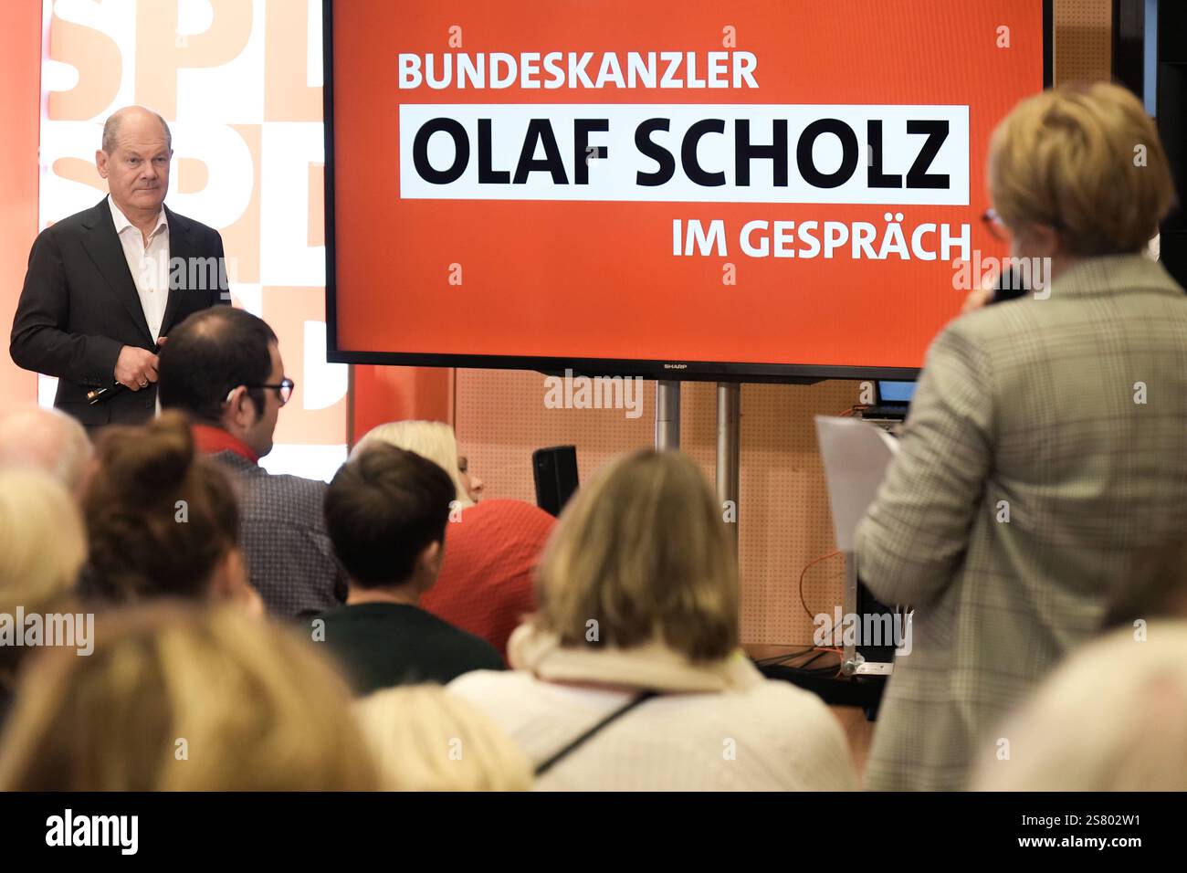 Bundeskanzler Olaf Scholz beim Wahlkampfauftritt in Frankfurt ...