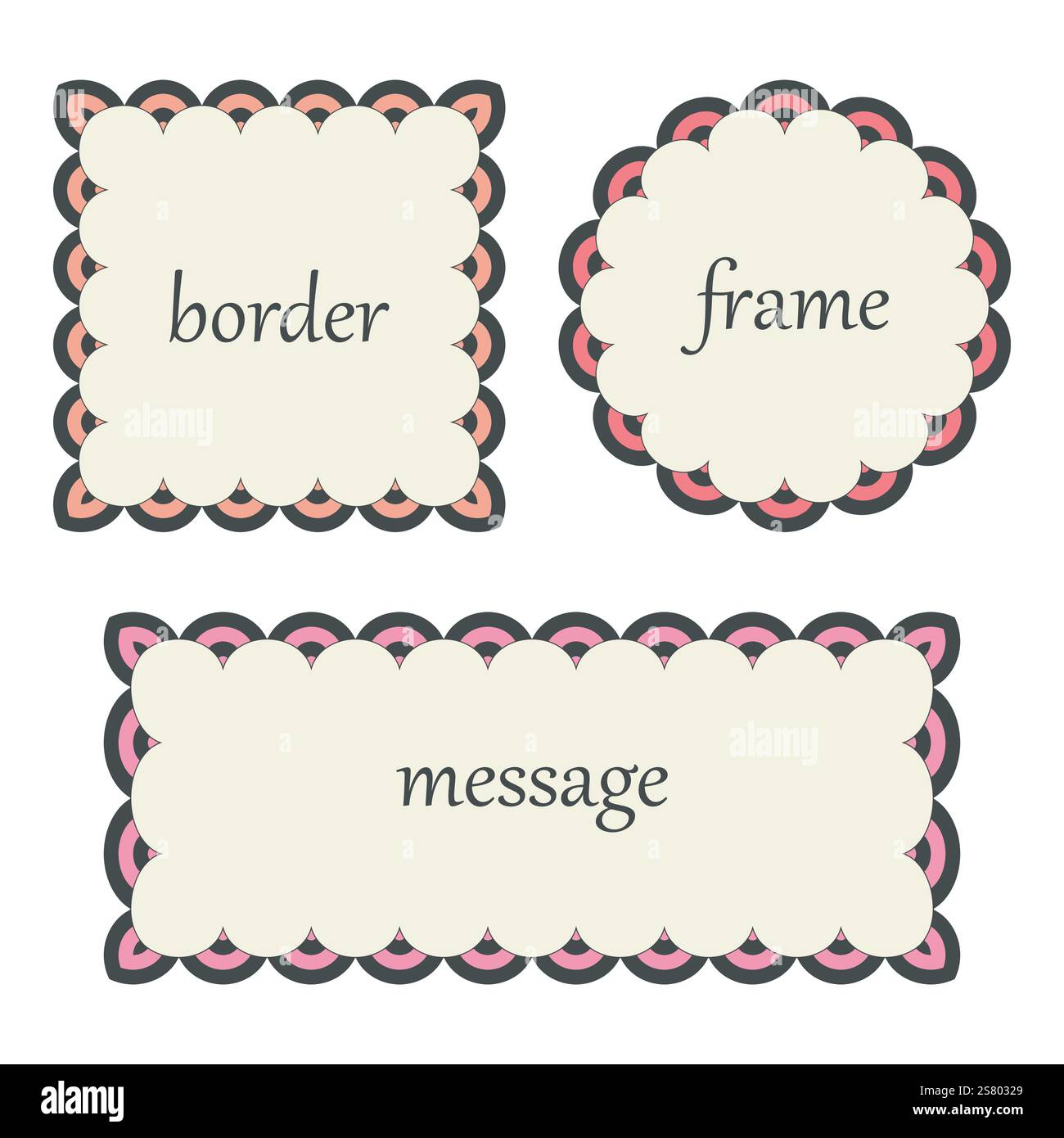 Decorative geometric frame set. Square, circle, rectangle shapes ...
