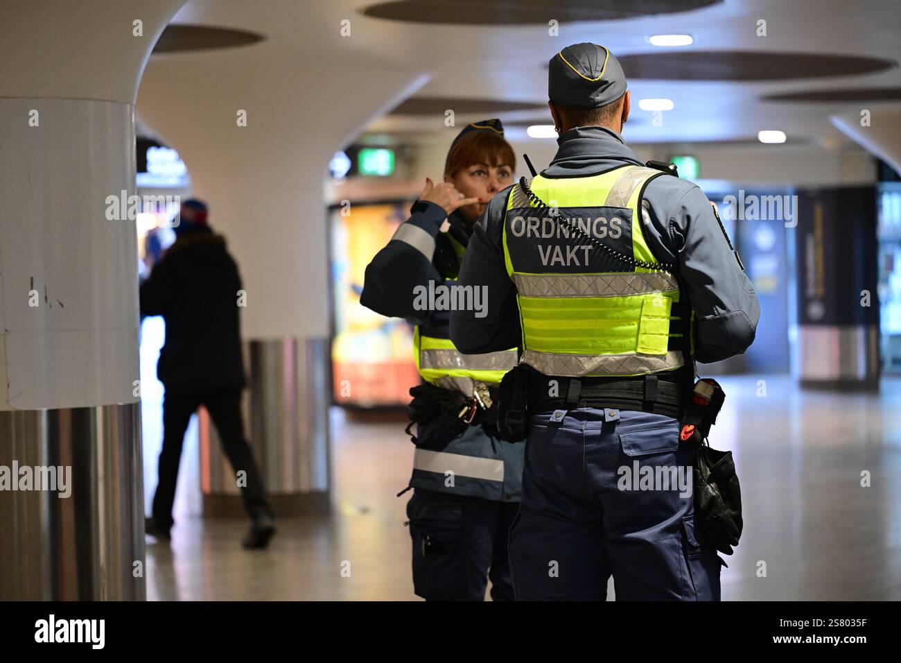 Stockholm, Uppland, Sweden. January 2 2025. Security guards in the ...