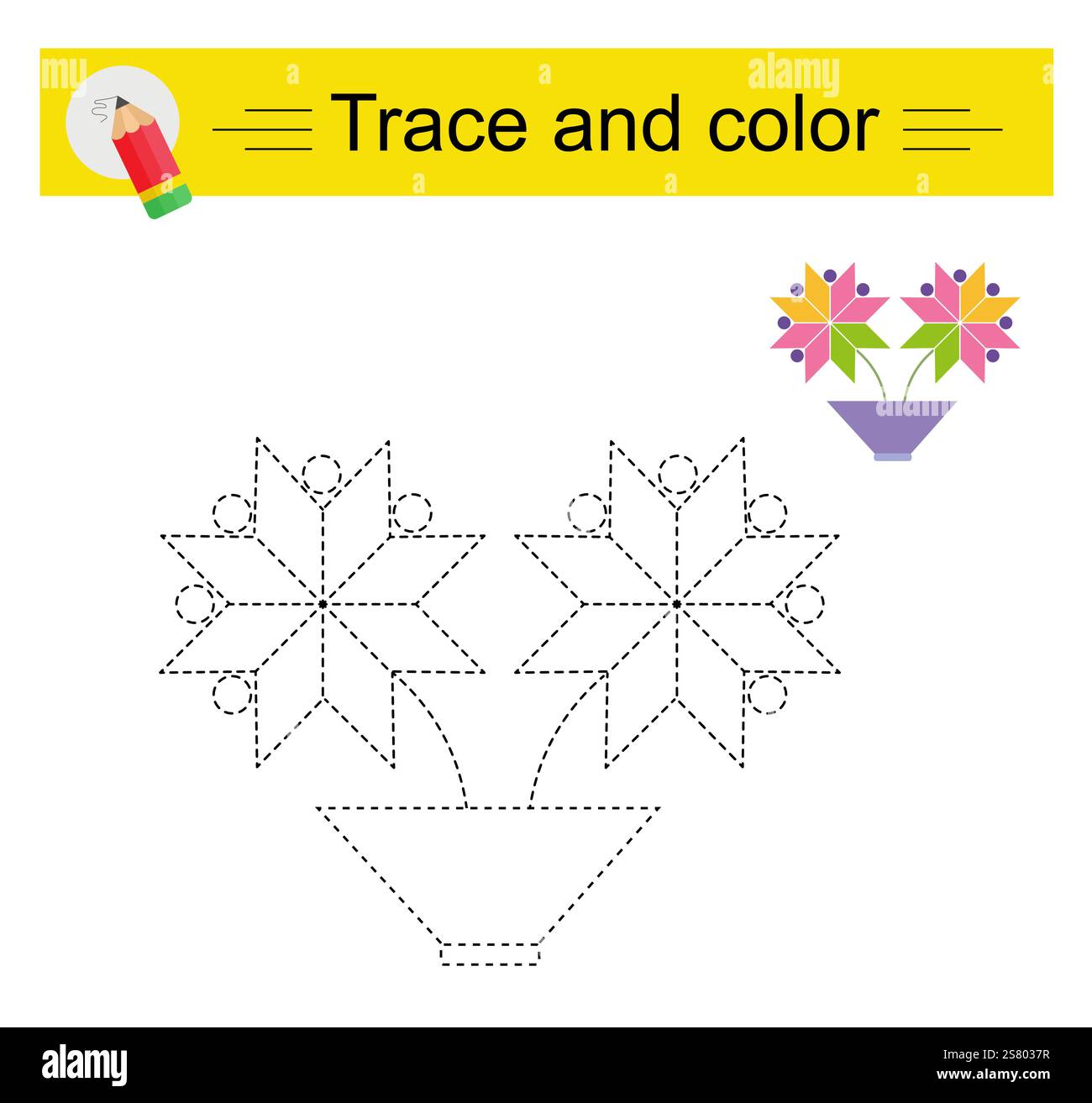 Trace and color for children. Preschool worksheet for practicing fine ...