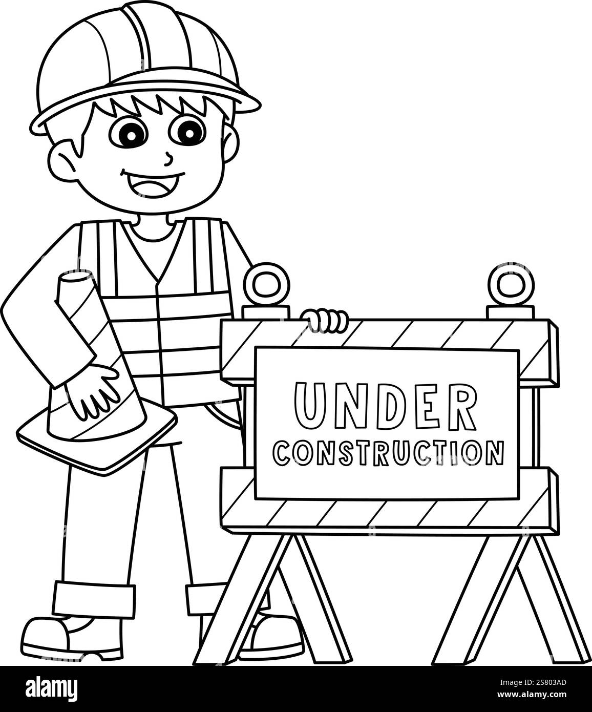 Construction Worker Construction Sign Isolated Stock Vector Image & Art ...