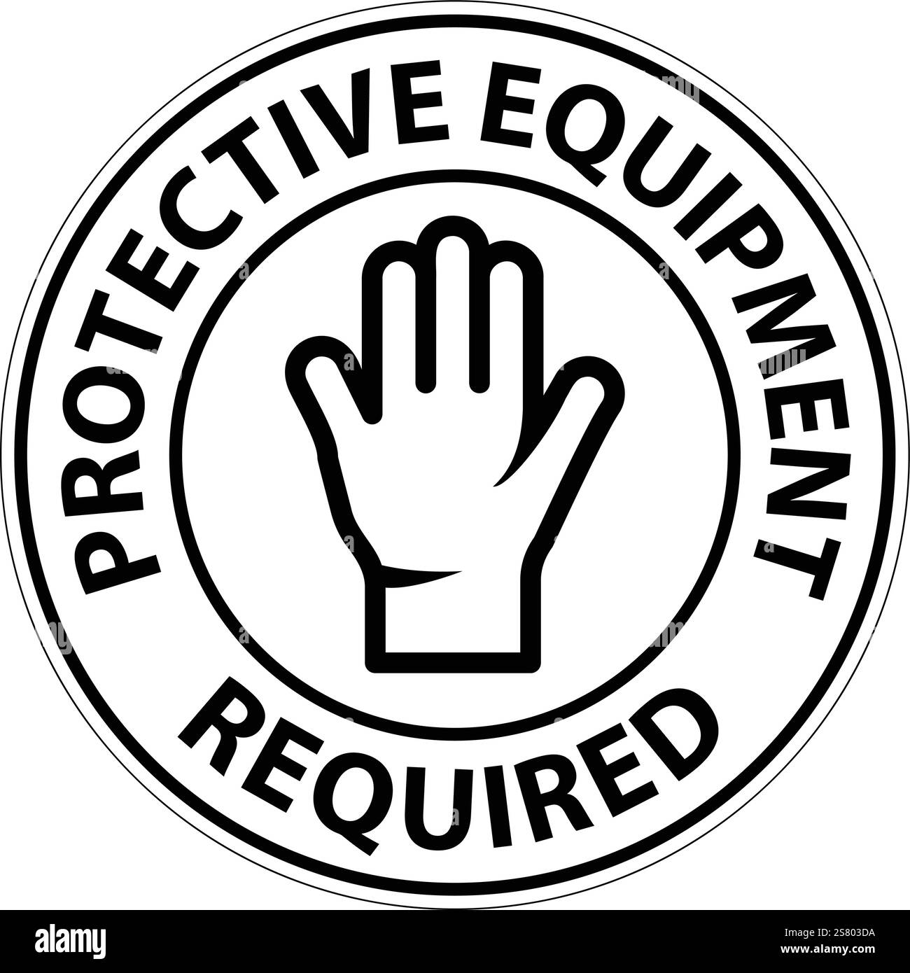 Circular Sign Indicating Requirement for Protective Equipment with Hand ...