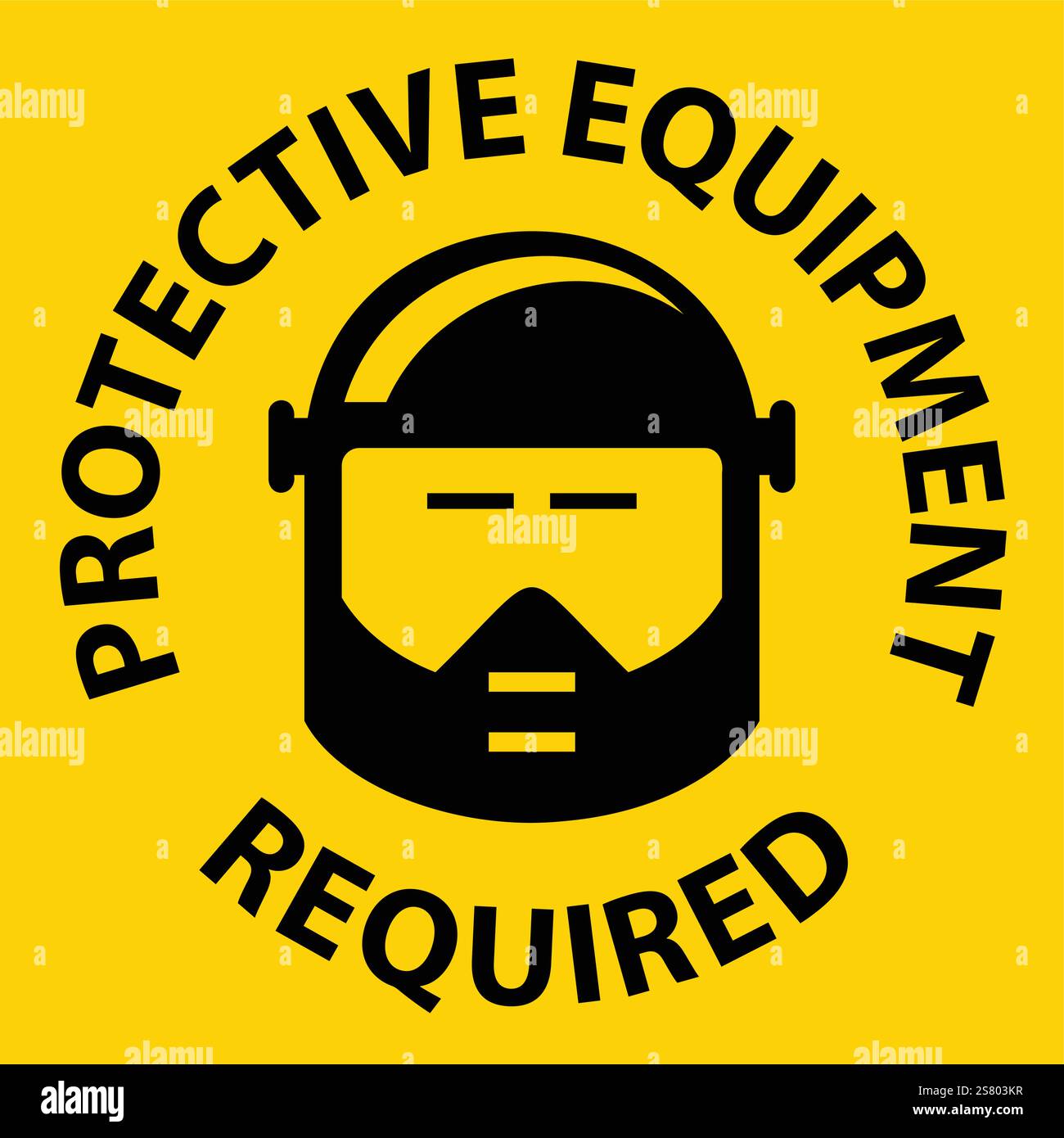Caution Sign with Icon for Protective Equipment Use, Safety Guidelines ...