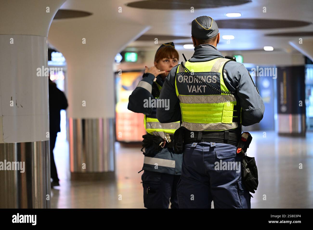 Stockholm, Uppland, Sweden. January 2 2025. Security guards in the ...