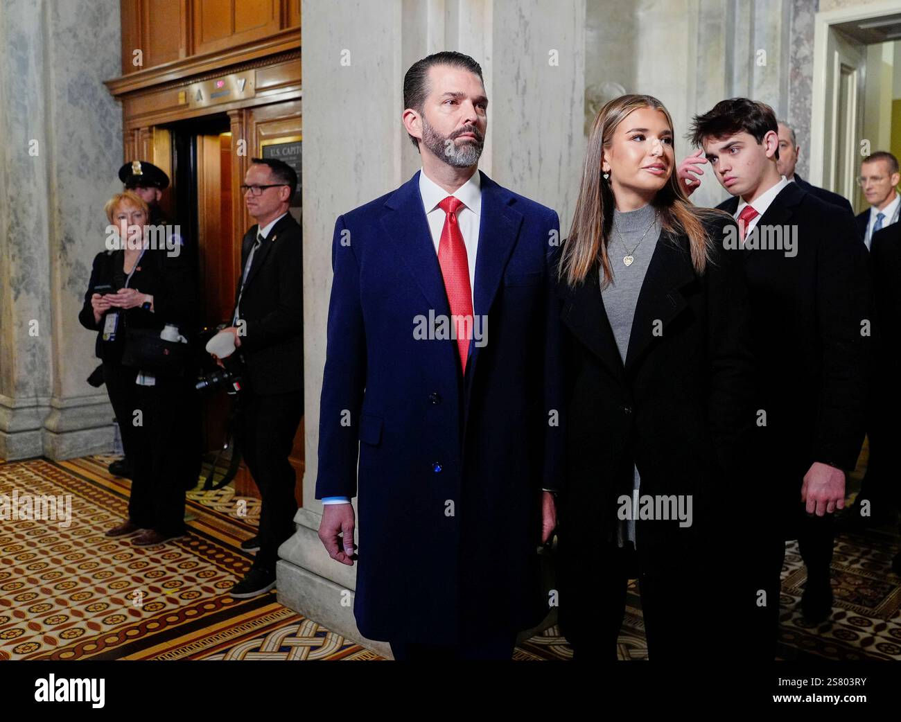 Donald Trump Jr. and his daughter, Kai Trump, arrive before the 60th ...