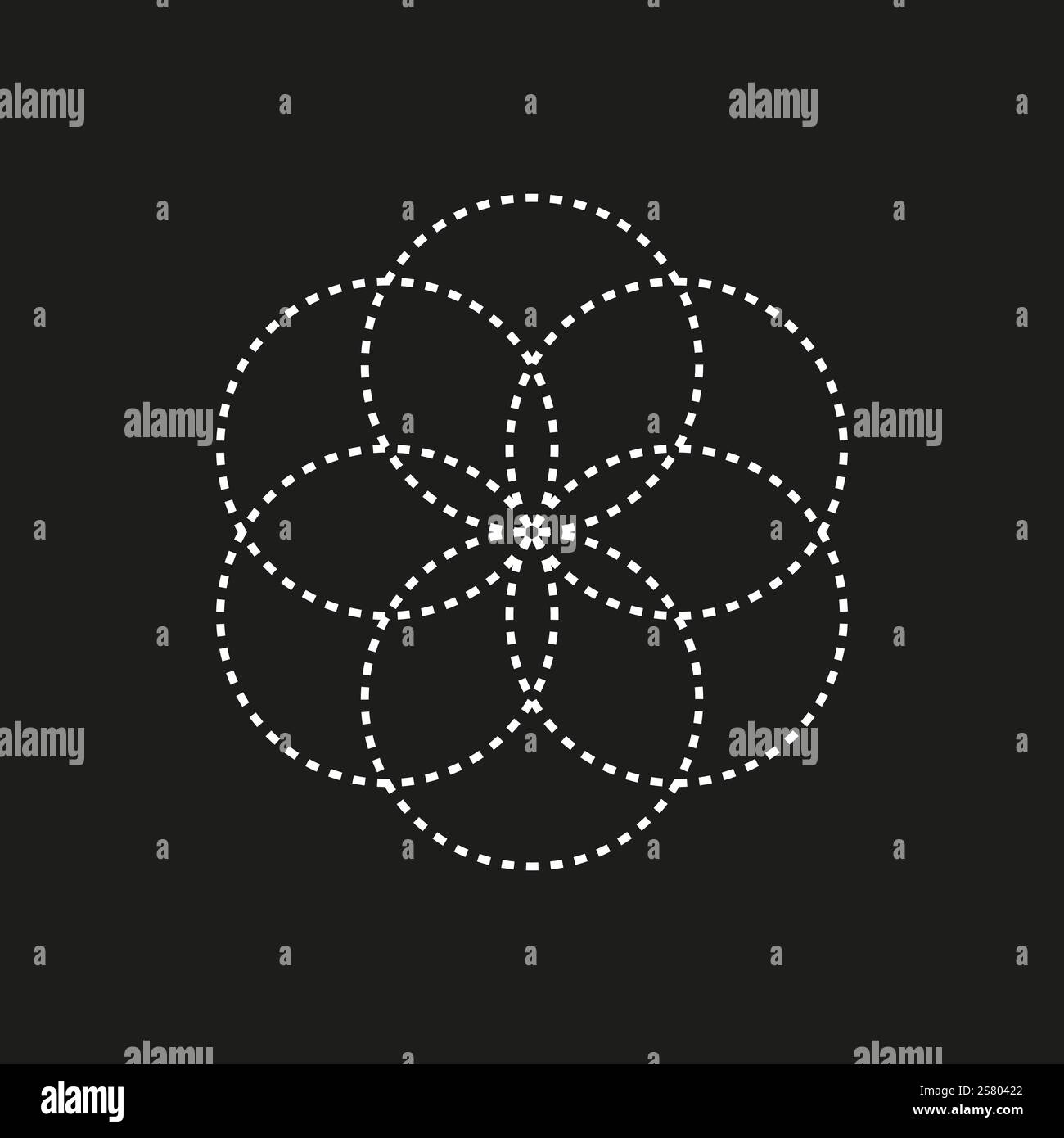 Dashed floral pattern. Abstract dotted design. Minimal black shape ...