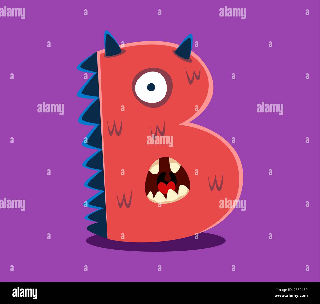 Halloween font letter B cute monster character. Spooky horror creature ...
