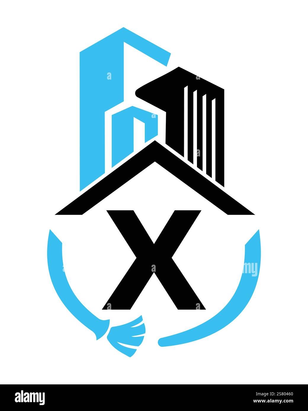 Initial Letter X Industrial Cleaning Logo Concept With Cleaning Brush ...