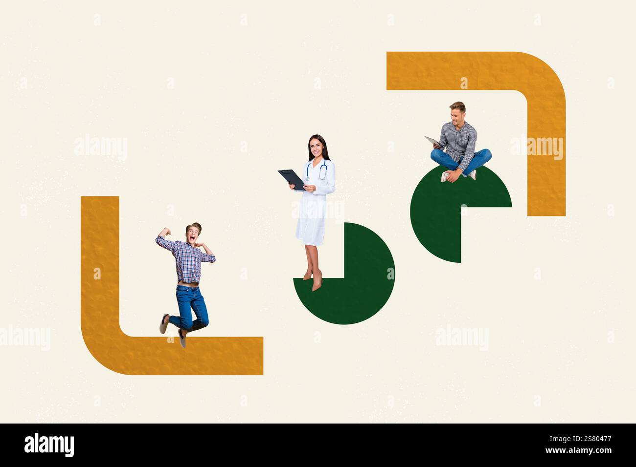 Trend artwork sketch design montage 3D collage of figure element shapes ...