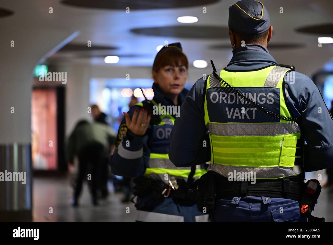 Stockholm, Uppland, Sweden. January 2 2025. Security guards in the ...