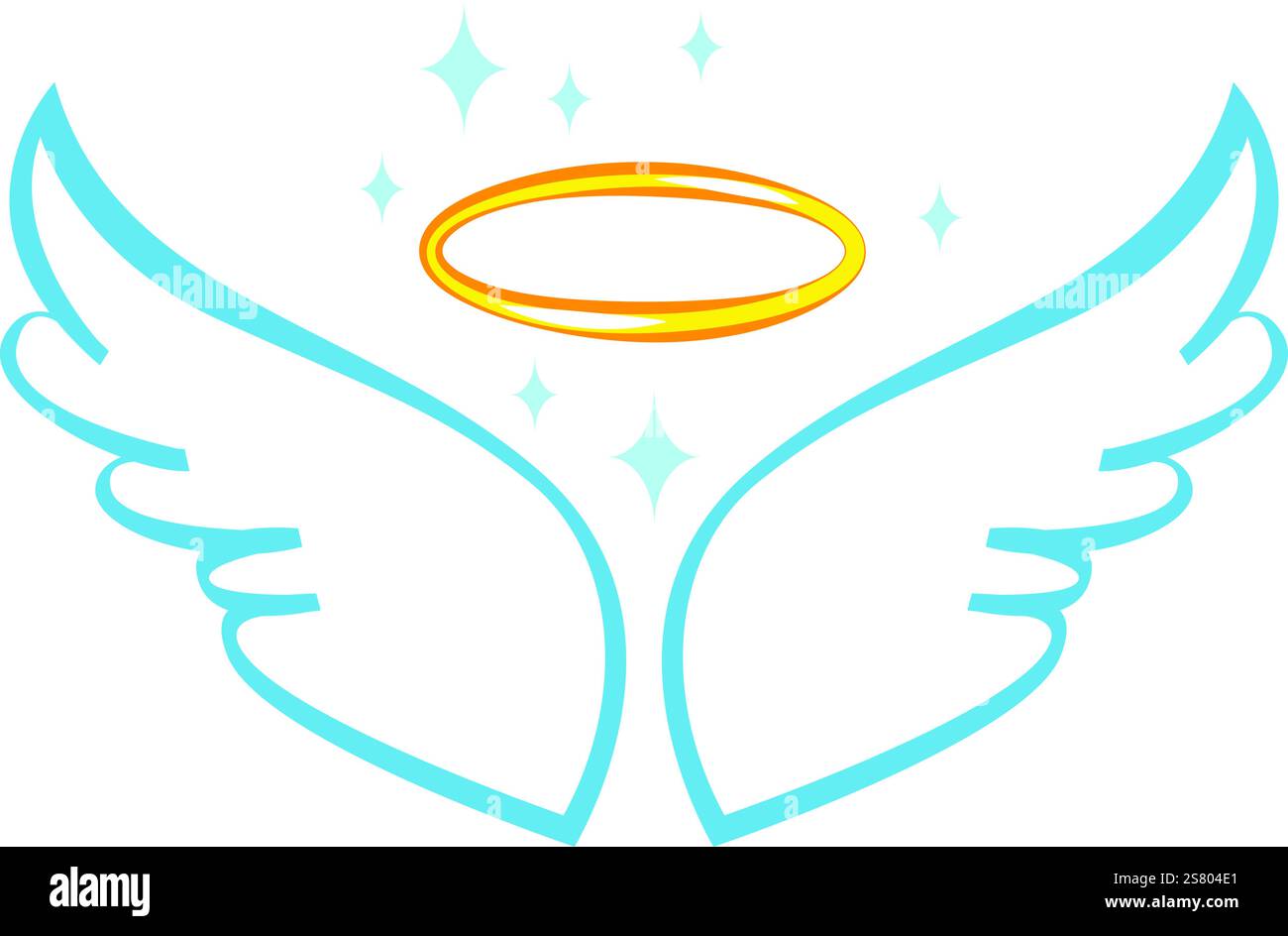 Cartoon drawing of angel wings and halo shining with sparkles ...